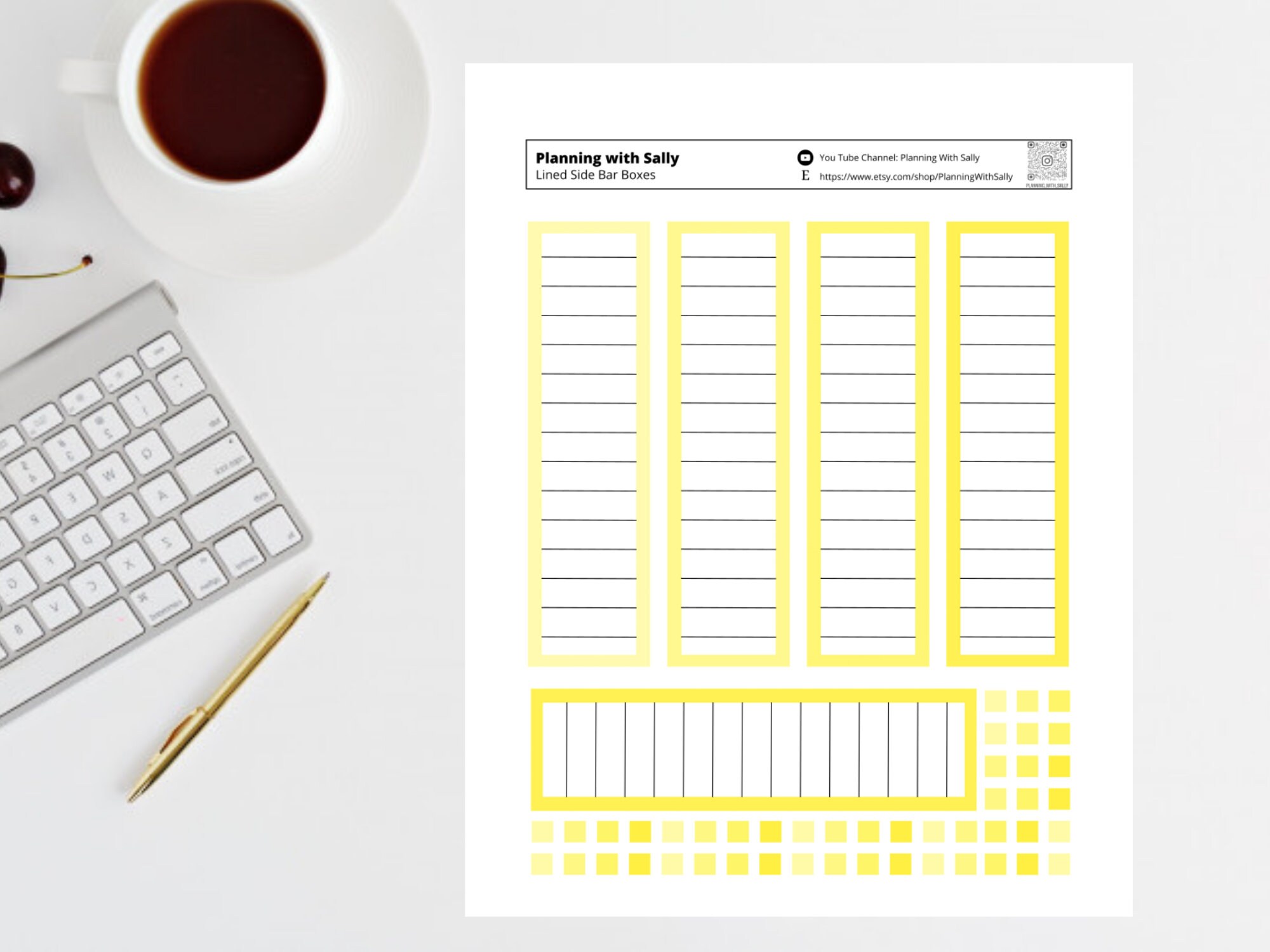 Yellow Sidebar Box Stickers! PRINTABLE Instant Download! Fits Classic ...
