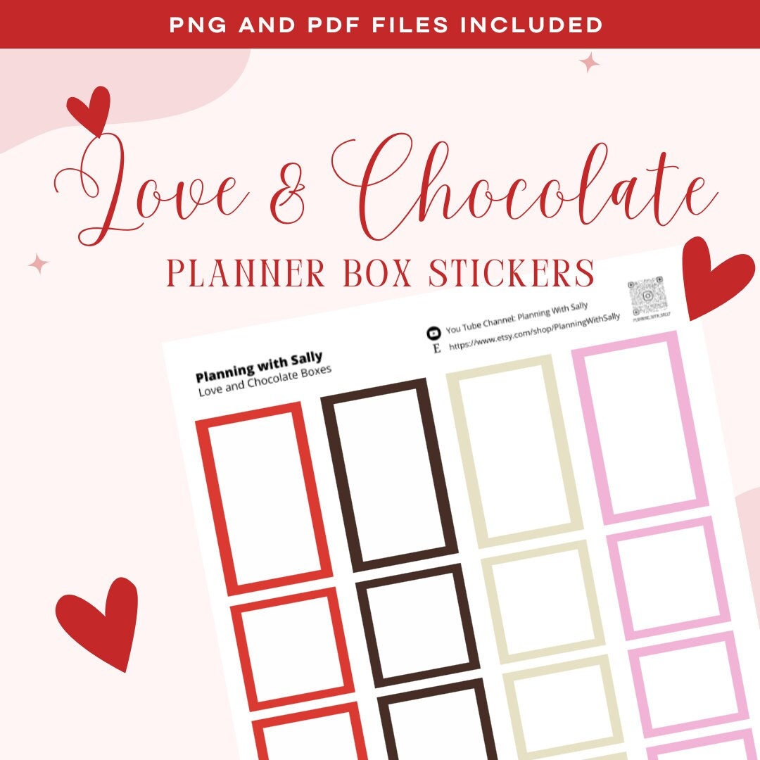 Love and Chocolate Valentine's Day Box Stickers! PRINTABLE Instant ...