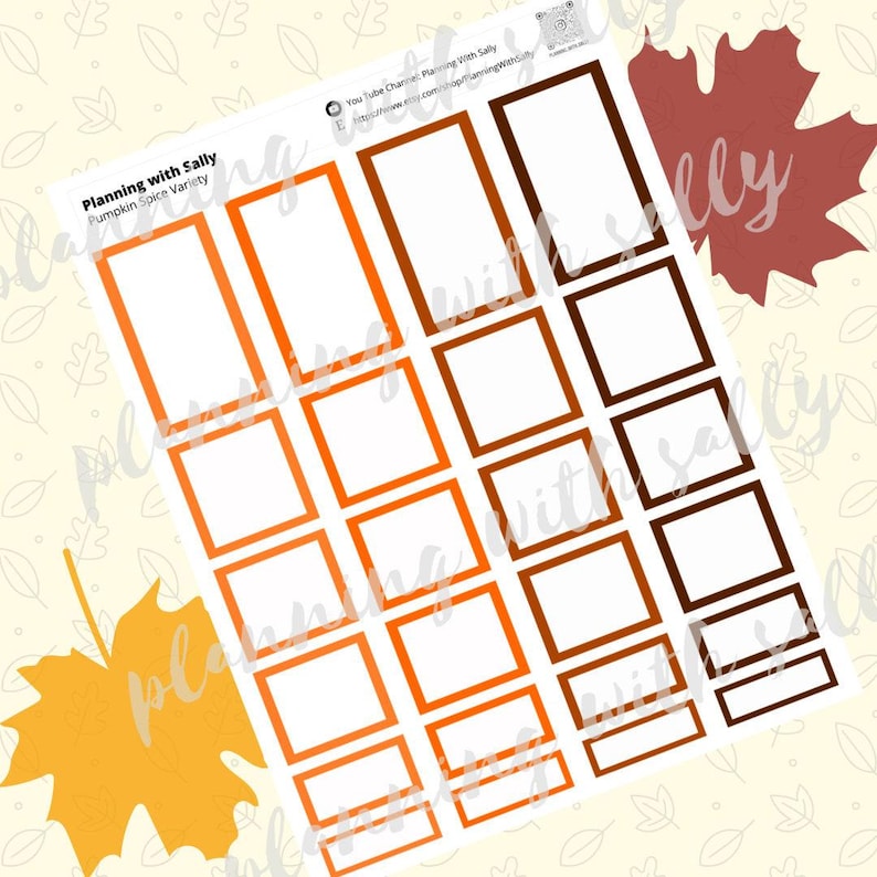 Autumn Planner Box Stickers: Multiple Sizes and Colors Available! Fits ...
