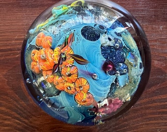 Josh Simpson J598 Handblown Art Glass Millefiore Marble Paperweight ...
