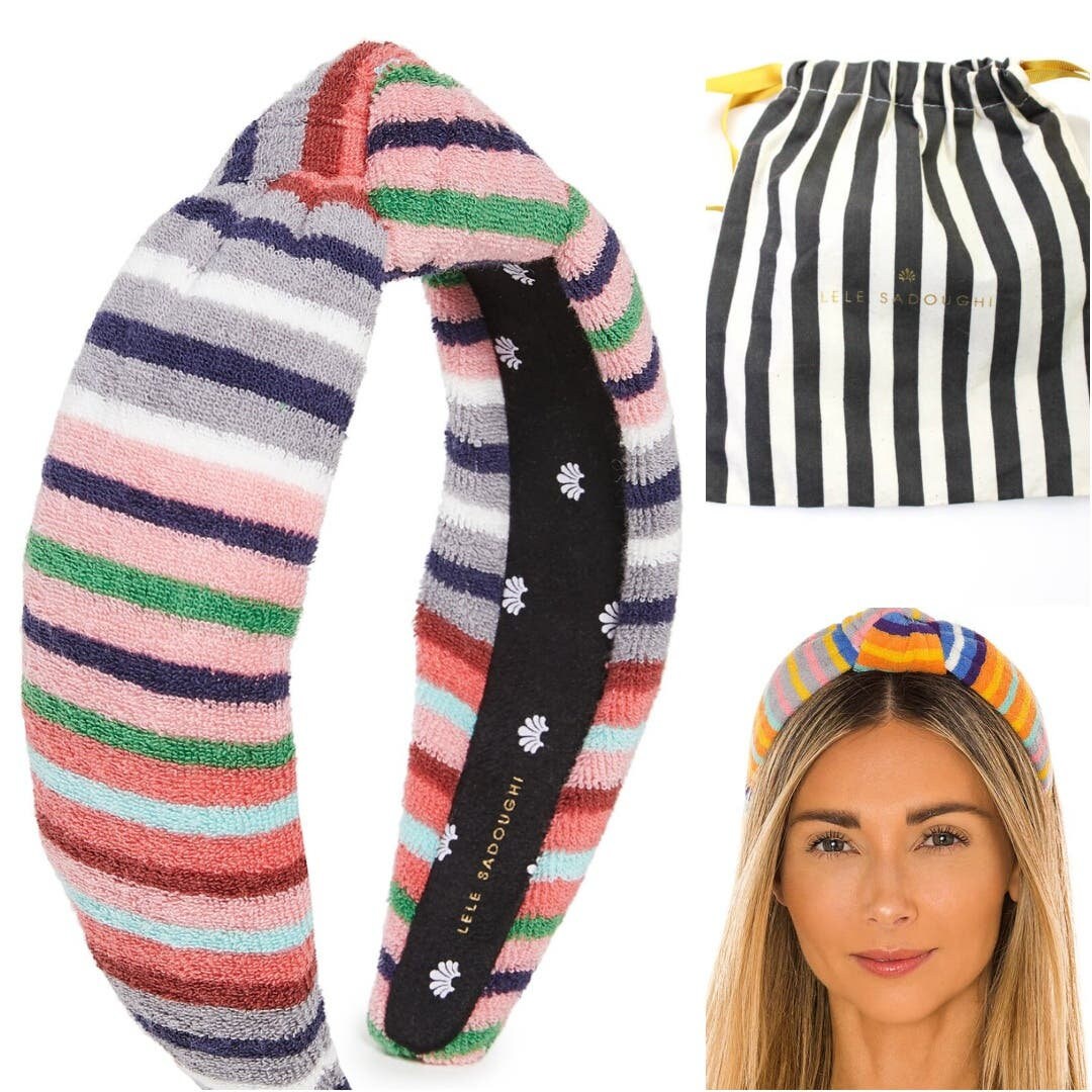 RARE Lele SADOUGHI Terry Cloth Knotted Headband Pink Multi NWOT - Etsy