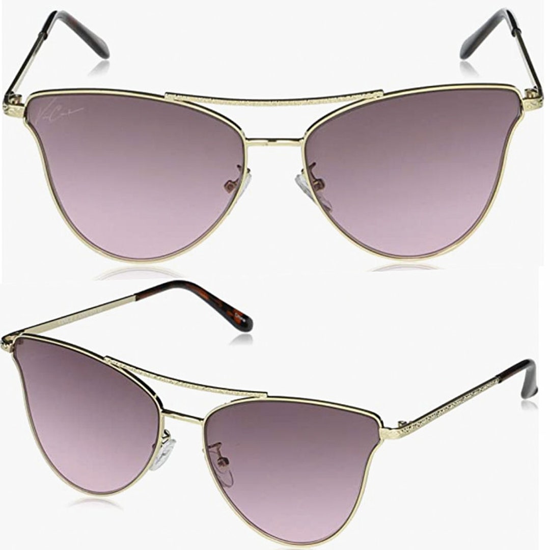 Vince Camuto Retro Cat Eye Aviator Sunglasses Gold Purple Etsy