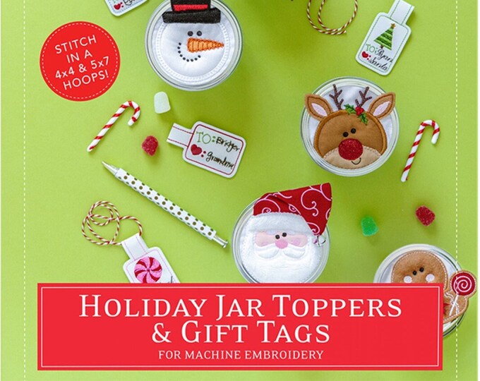 Kimberbell Holiday Jar Toppers & Gift Tags ~ Machine Embroidery CD ...