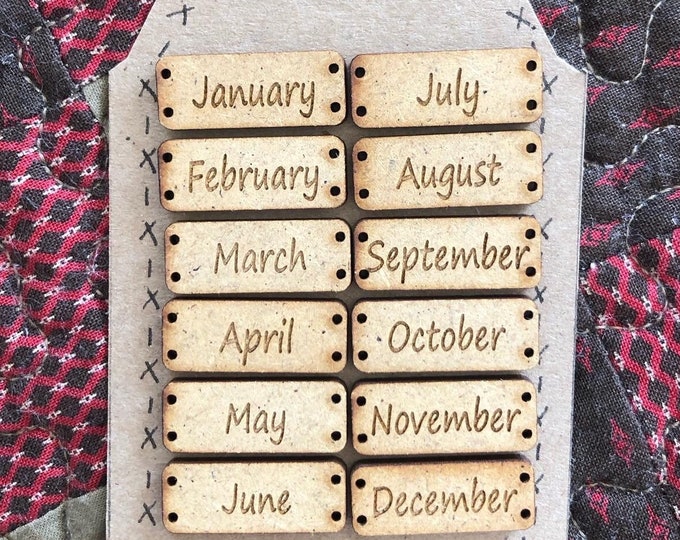 Primitive Wood Buttons ~ Months of the Year Wood Buttons ~ Hand ...