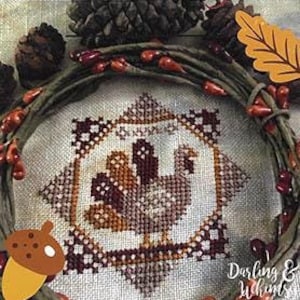 Darling & Whimsy Designs Quirky QUAKER TURKEY Cross Stitch Pattern - Thanksgiving Cross Stitch ...
