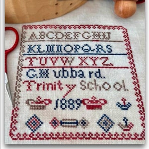 Red Barn Samplers G. HUBBARD 1889 Cross Stitch Pattern New Cross Stitch ...