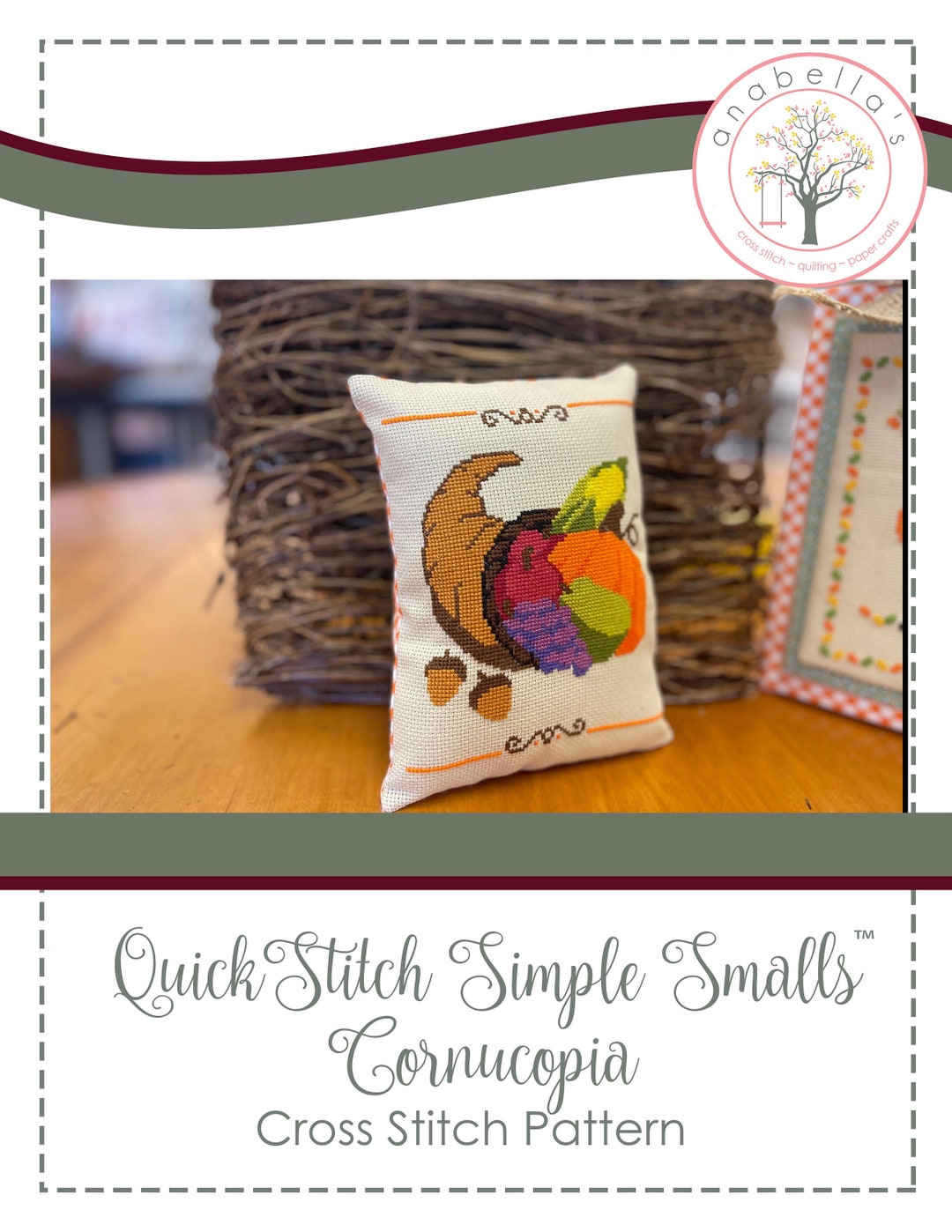 Anabella's Needleart Quickstitch Simple Smalls™ CORNUCOPIA Cross Stitch ...