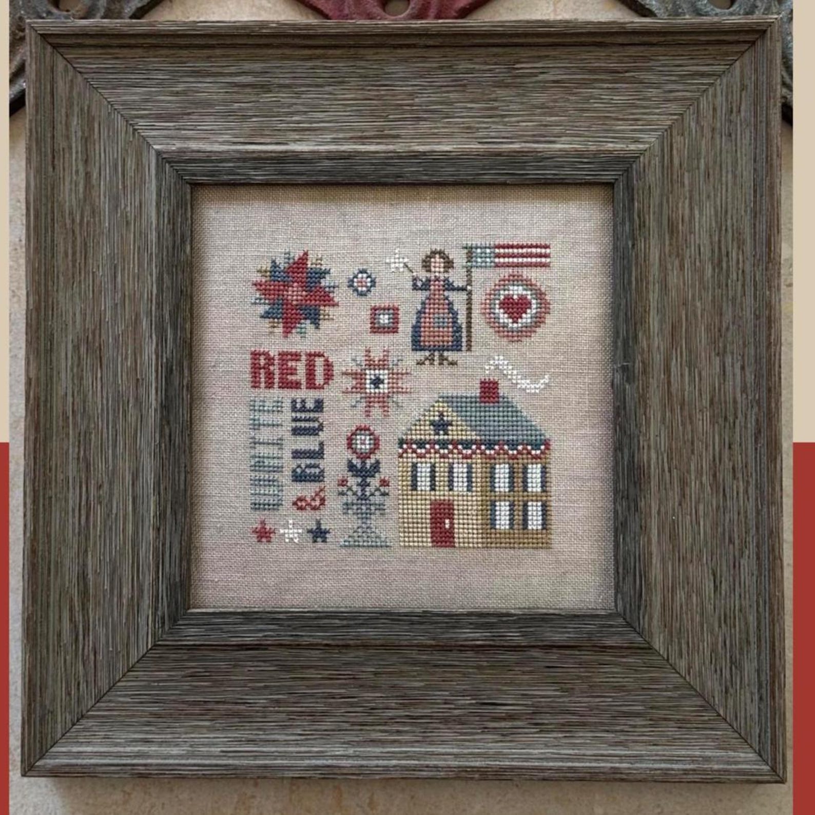 Heart in Hand Doodles Red, White & Blue Cross Stitch Pattern ~ Heart in ...