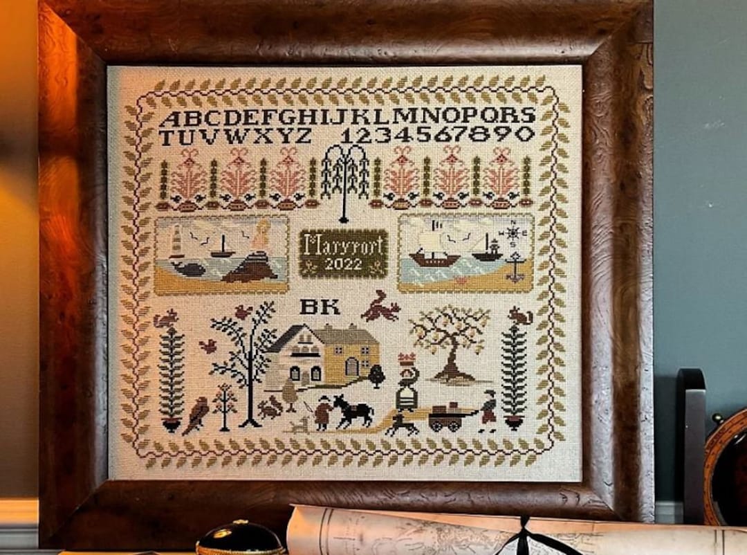 NEW Brenda Keyes the Sampler Company Mayport Sampler Cross Stitch Chart ...
