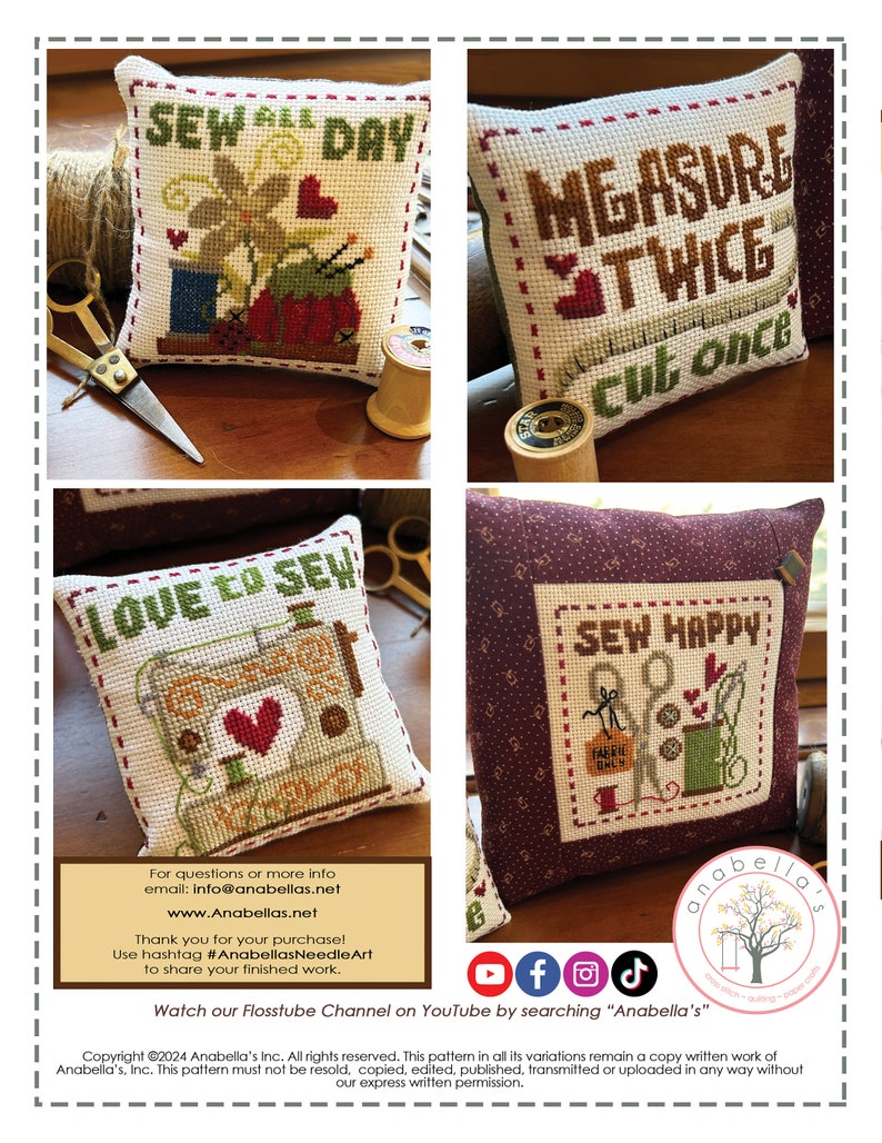 Anabella's Needleart SEW STITCH! Cross Stitch Pattern ~ Set of 4 Cross ...