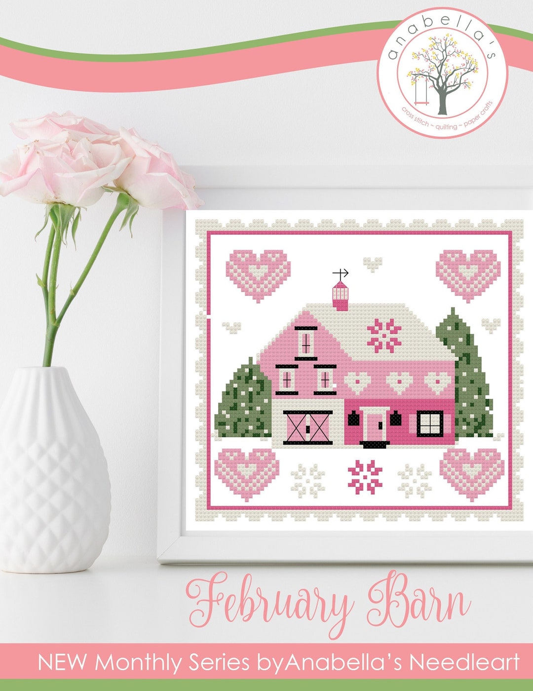 Anabella's Needleart FEBRUARY BARN Cross Stitch Pattern ~ Winter Cross ...