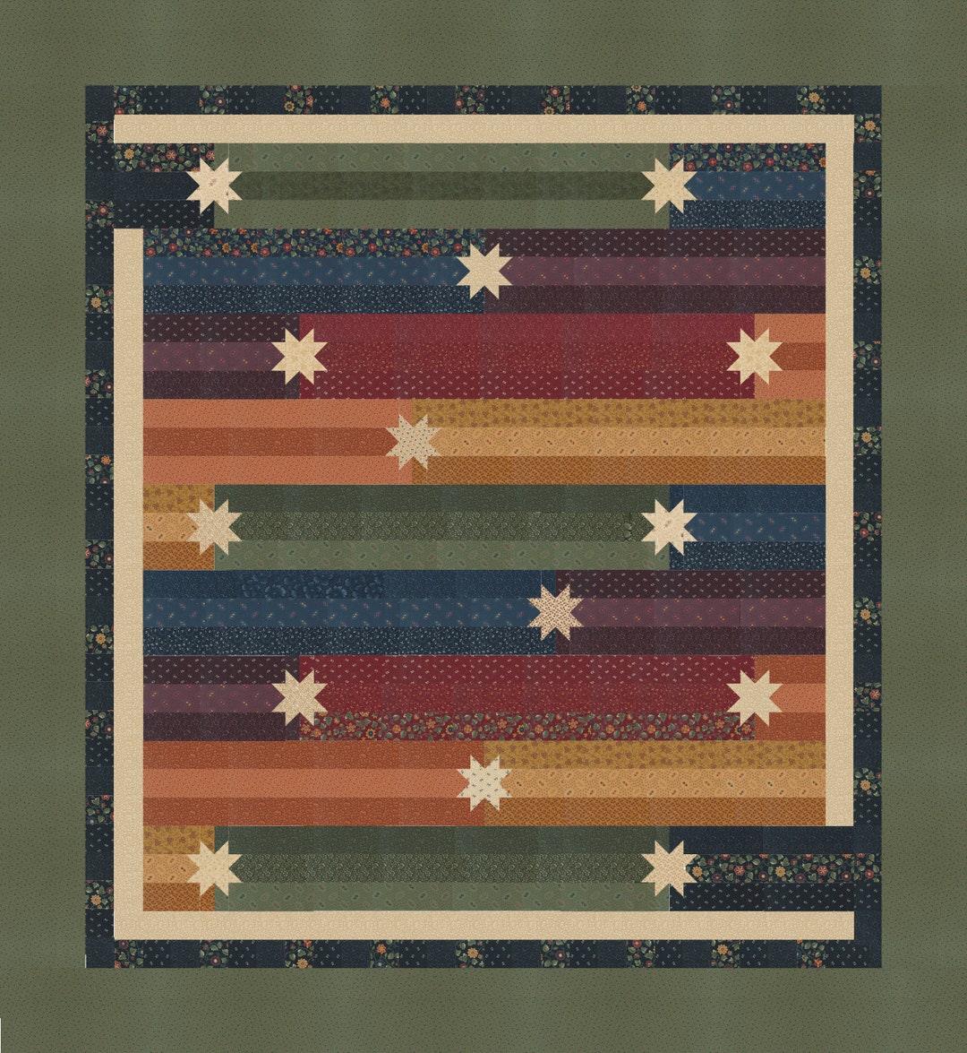 Chickadee Lane Rainbow Stars Jelly Roll Quilt Pattern by Kansas Troubles Quilters Quilt Pattern ...