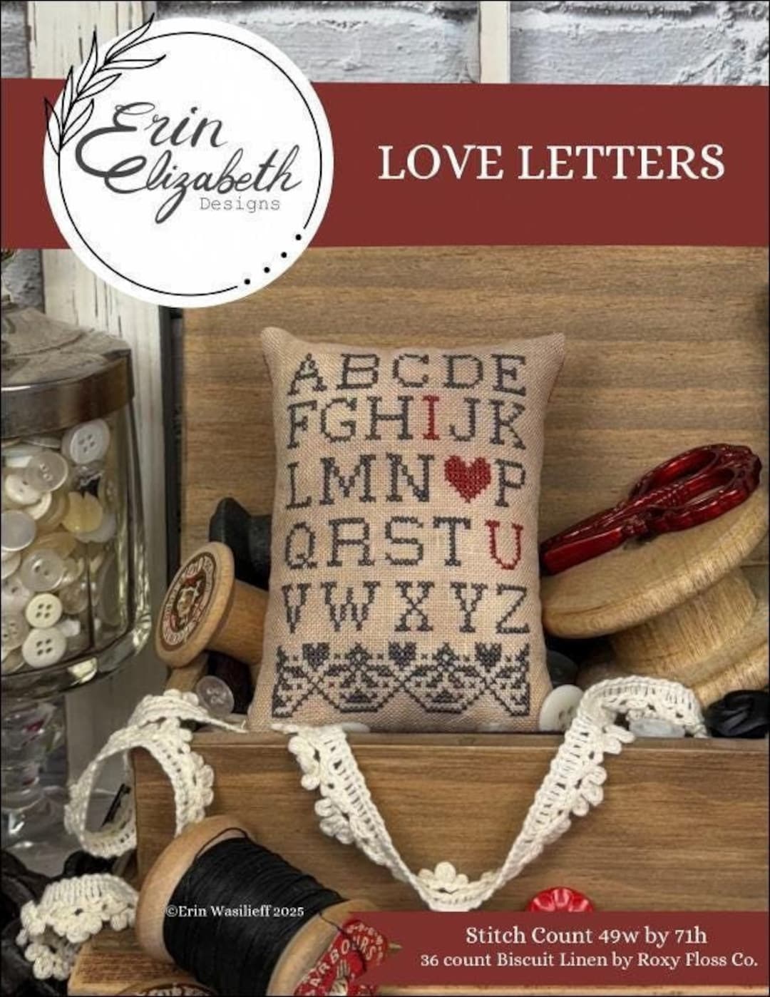Erin Elizabeth Love Letters Cross Stitch Pattern ~ Erin Elizabeth Cross ...