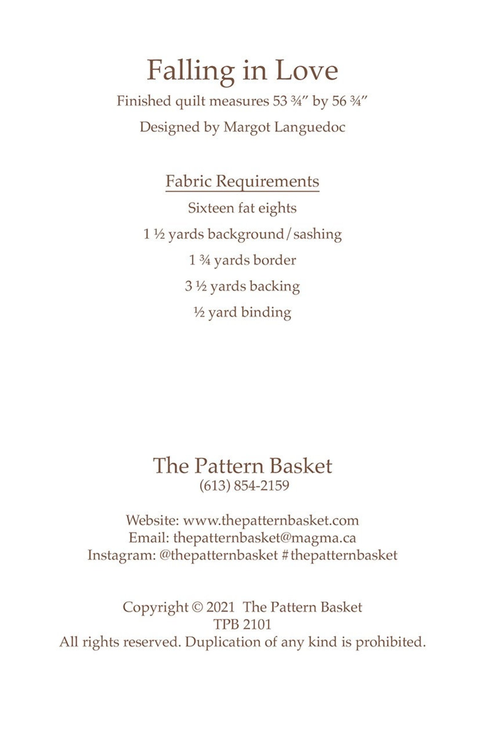 The Pattern Basket FALLING IN LOVE Quilt Pattern the Pattern - Etsy