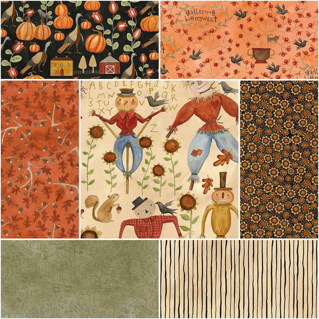 NEW Teresa Kogut Bittersweet Farm CORNSTALK One-yard Fabric Bundle ...