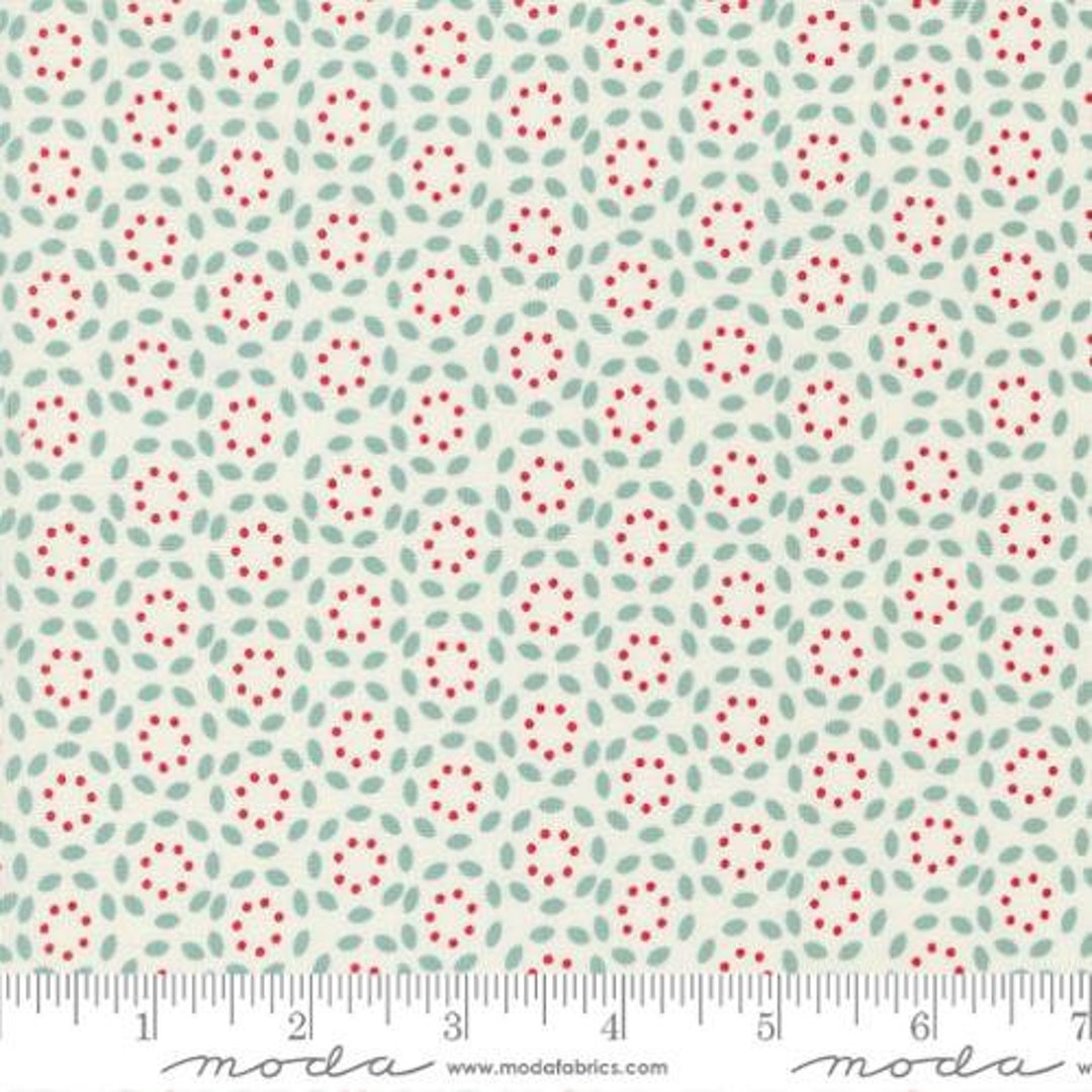 Moda Sweetwater Vintage Petals Cream Aqua Fabric ~ Fabric by the Yard ...