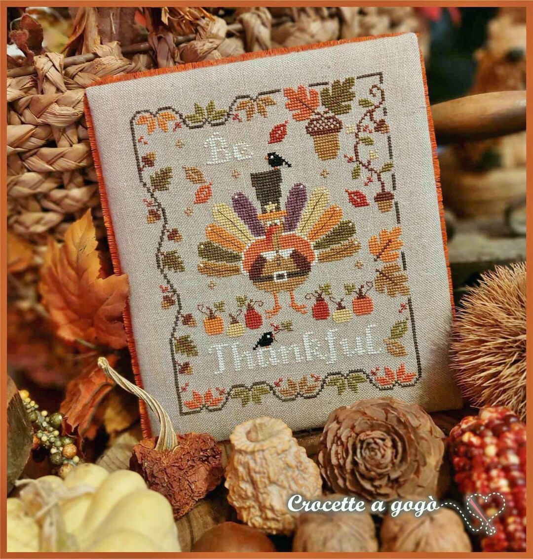 Crocette a Gogò BE THANKFUL Cross Stitch Pattern ~ Thanksgiving Cross ...