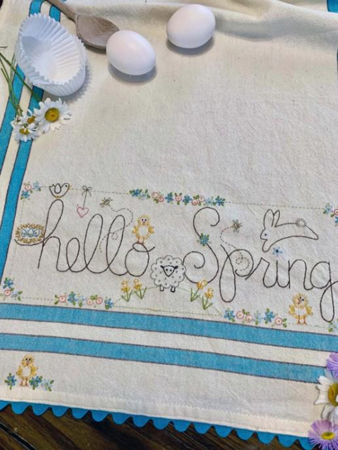 Hand Embroidery ~ Hello Spring Hand Embroidery Dish Towel Kit ...