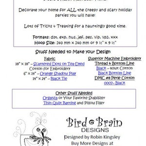 Bird Brain Designs HALLOWEEN MOTIFS Sampler Pillow MACHINE Embroidery ...