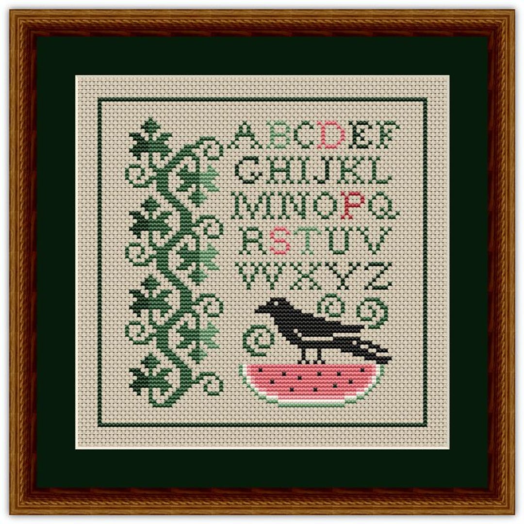 Happiness is Heartmade Summer Crow & Watermelon Cross Stitch Pattern - New Cross Stitch ...