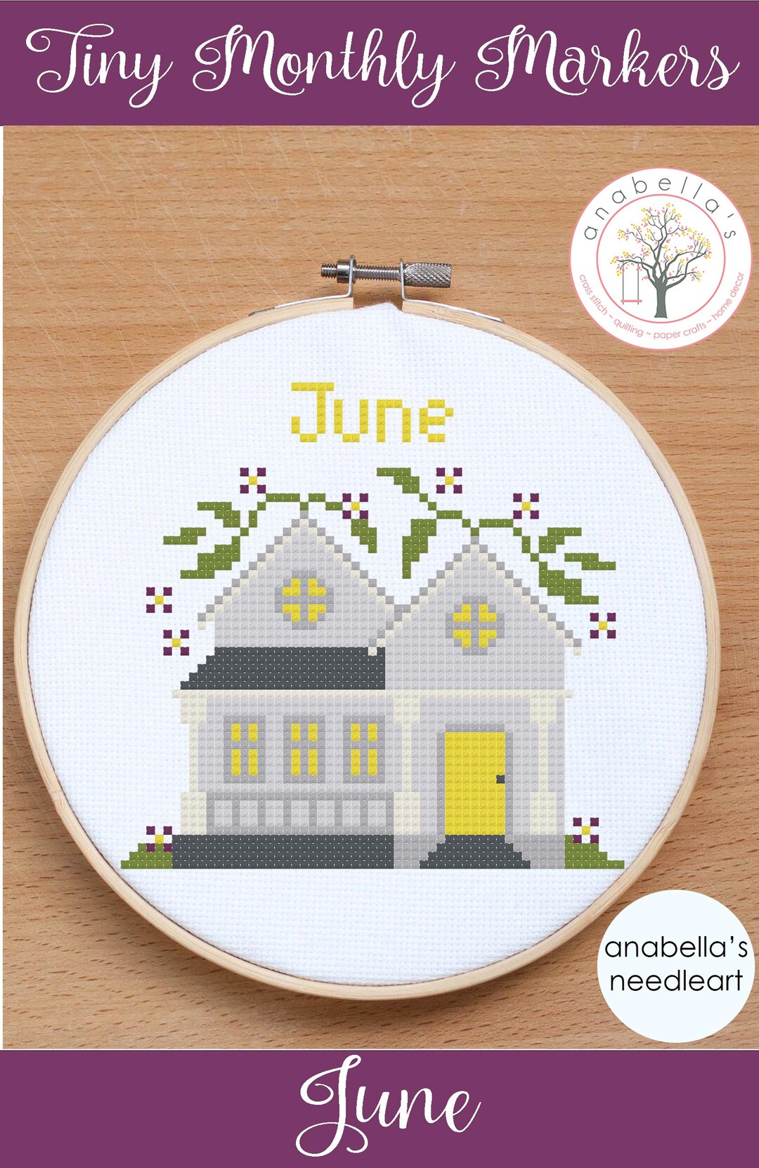 Anabella's Needleart TINY MONTHLY MARKERS June Cross Stitch Pattern ...