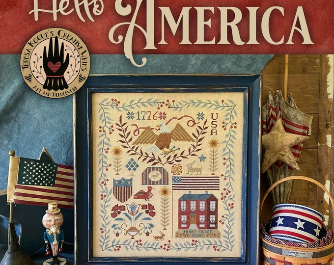 NEW! Teresa Kogut HELLO AMERICA Cross Stitch Pattern ~ Teresa Kogut Cross Stitch ~ 7 Designs ...