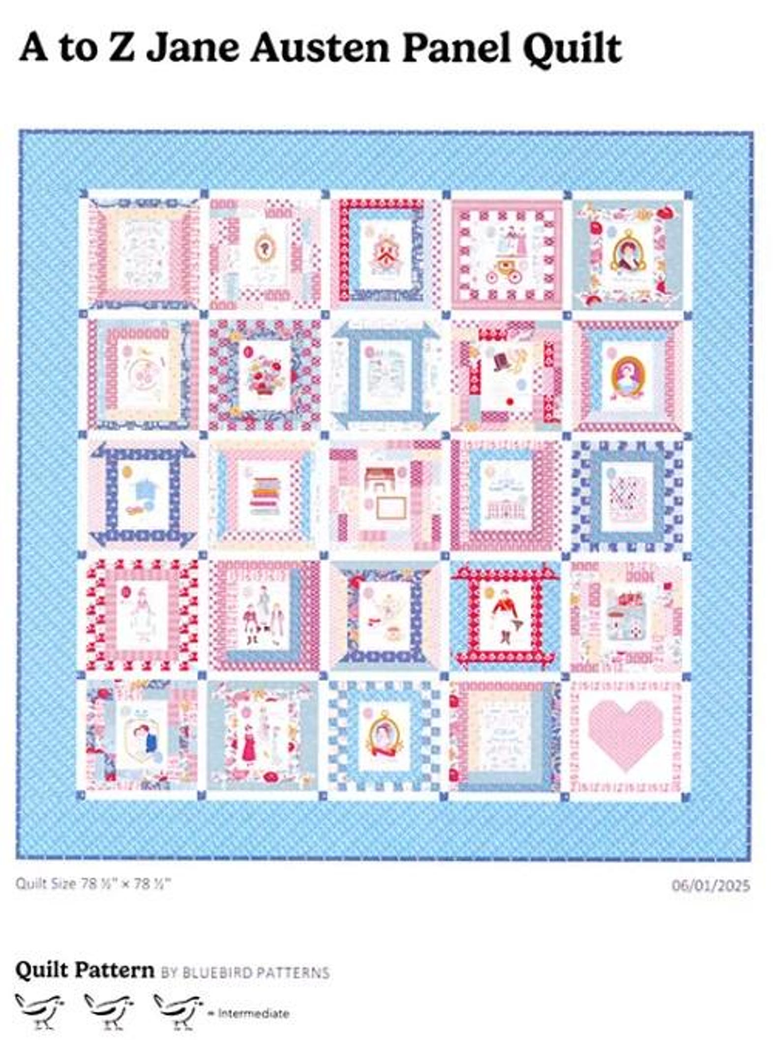 A to Z Jane Austen Panel Quilt Pattern ~ Jane Austen Quilt ~ New Quilt ...