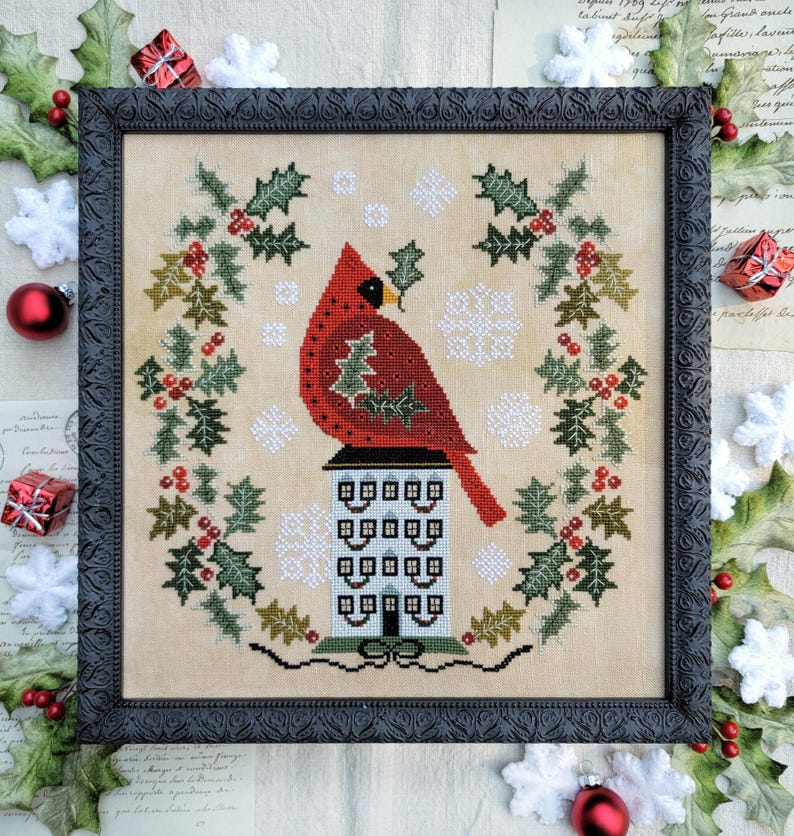 Kathy Barrick & Hello From Liz Mathews ~ Holly Wreath - Cross Stitch ...