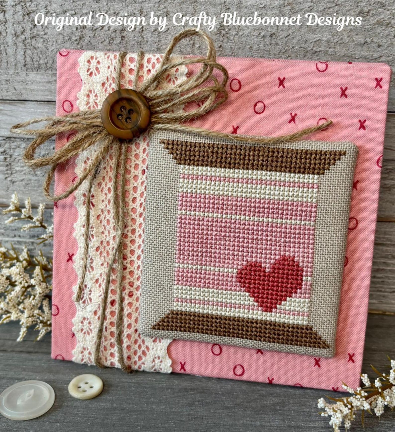 Crafty Bluebonnet Designs Heart With Stripes Spool Cross Stitch Pattern ...
