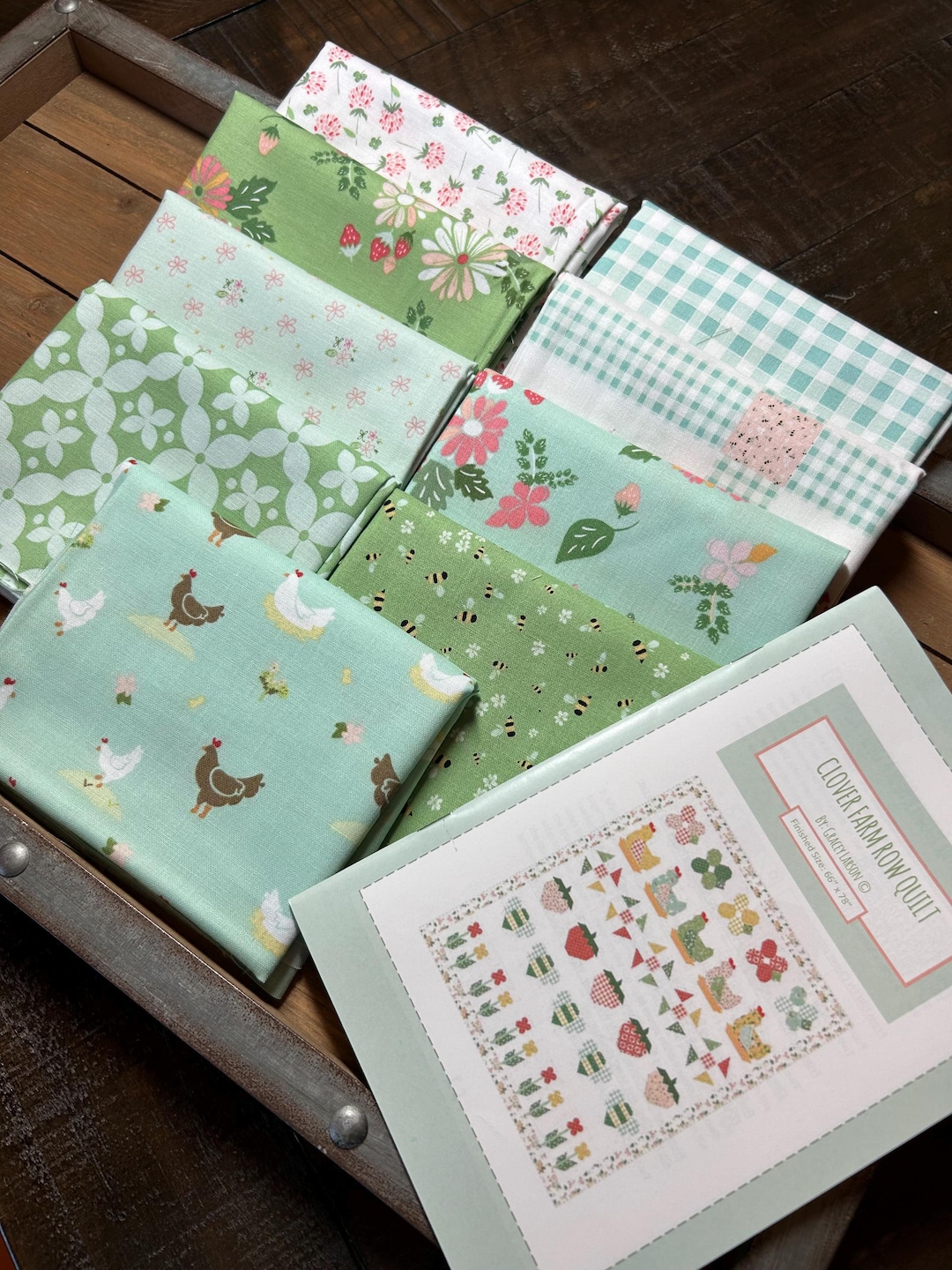 NEW Gracey Larson Clover Farm Mint BELLABUNDLE Garcey Larson Fabric Fat ...