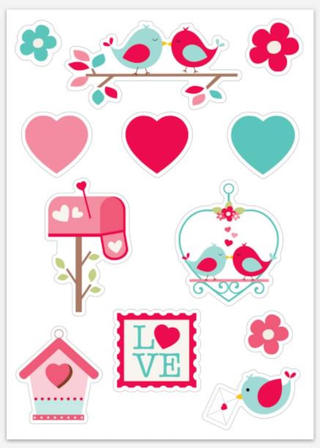 Anabella’s ~ Valentine's Love Birds Sticker Sheet ~ 12 Valentine's Day ...