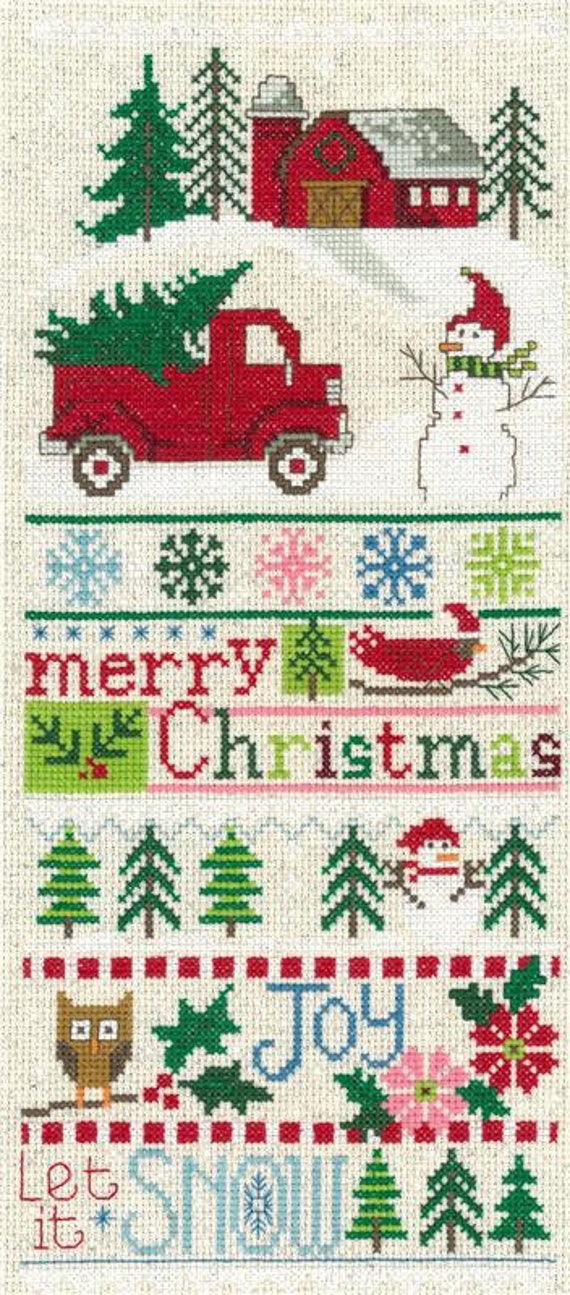 Imaginating MERRY CHRISTMAS SAMPLER Cross Stitch Kit by | Etsy