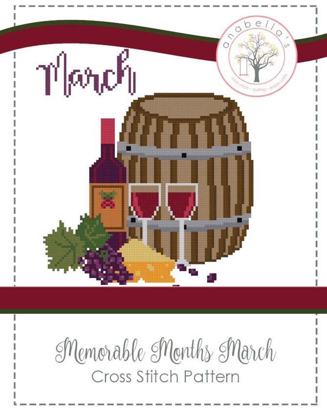 Anabella's Needleart Memorable Months MARCH Cross Stitch Pattern ~ New ...