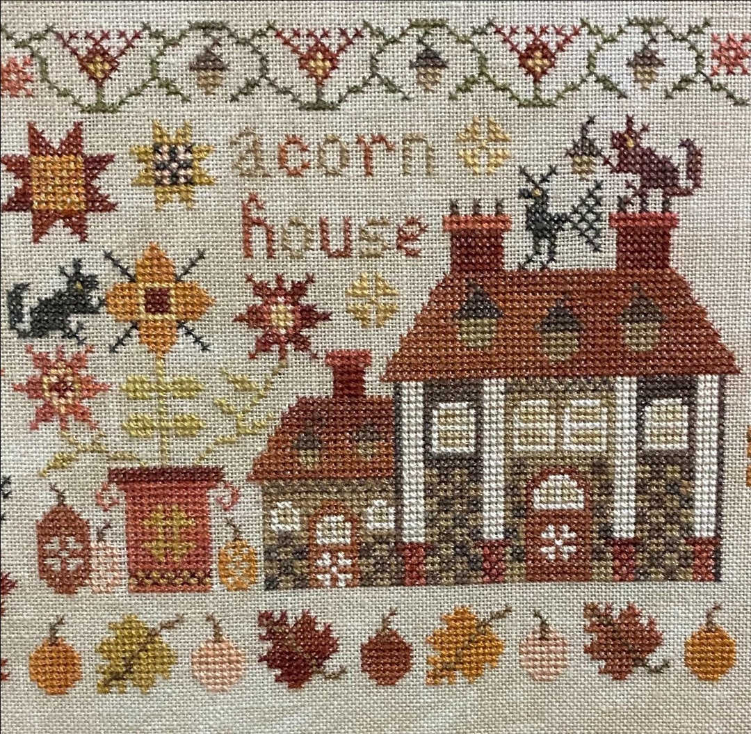 2023 Nashville Needlework Market ~ Pansy Patch Acorn House Cross Stitch ...