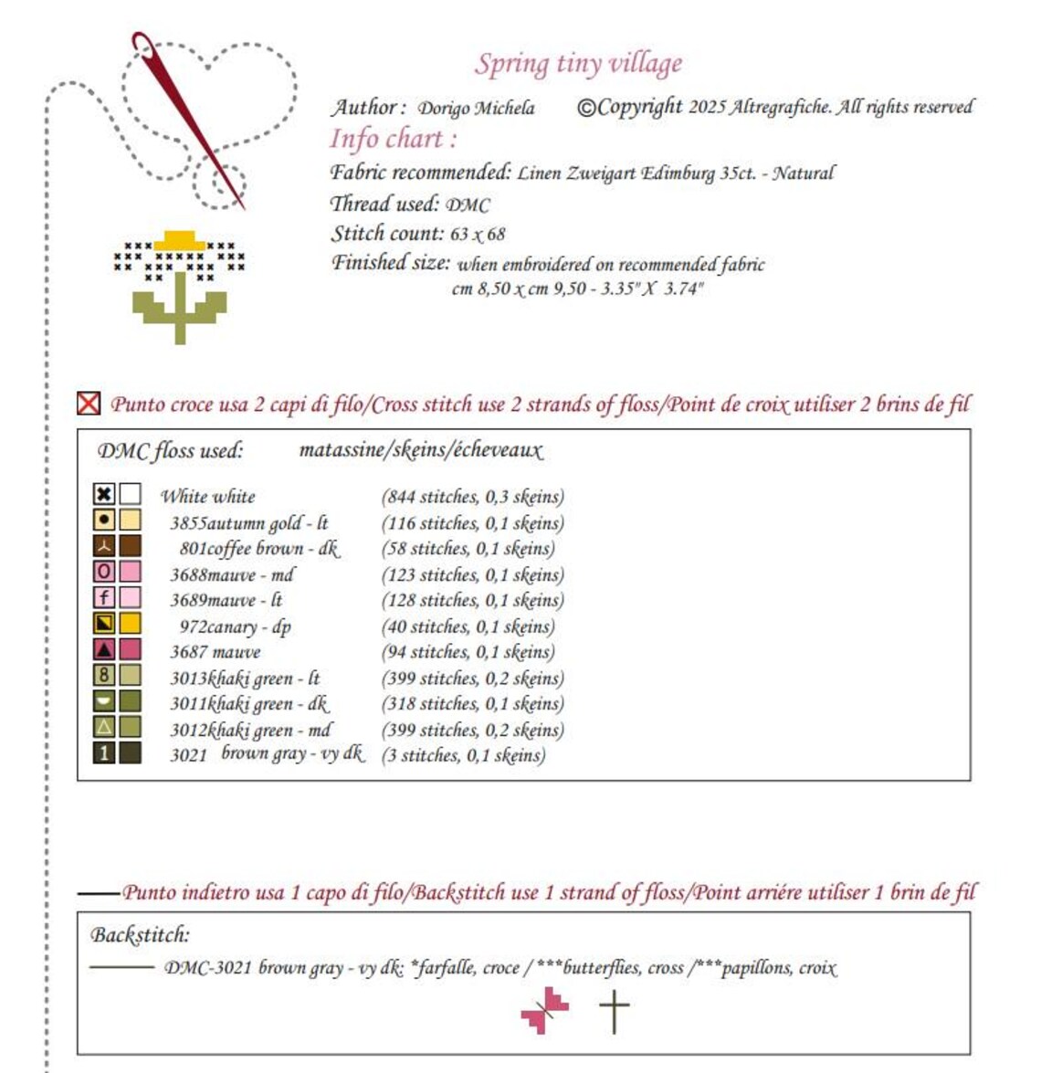 Crocette a Gogò Spring Tiny Village Cross Stitch Pattern ~ Spring Cross ...