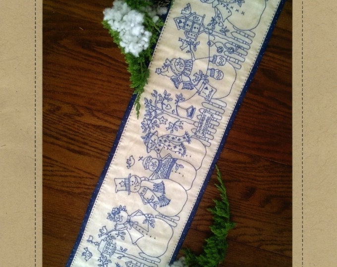 Bird Brain Designs YARD of SNOWMEN Table RUNNER Embroidery Pattern ...