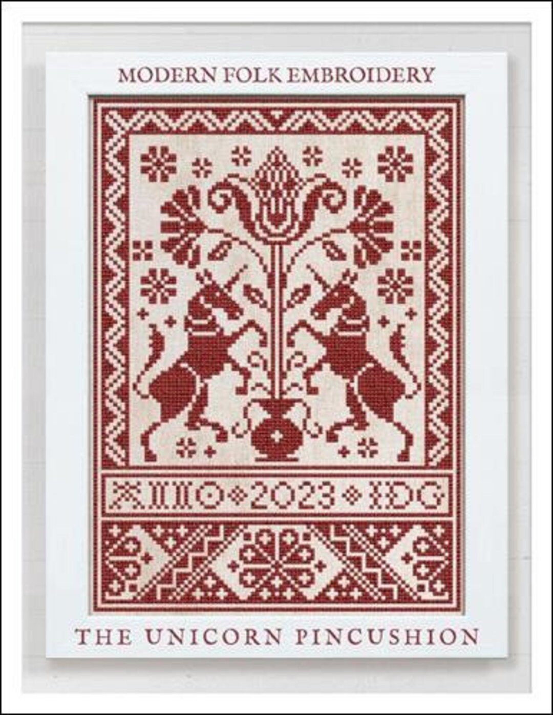 Modern Folk Embroidery the UNICORN PINCUSHION Cross Stitch Pattern ...