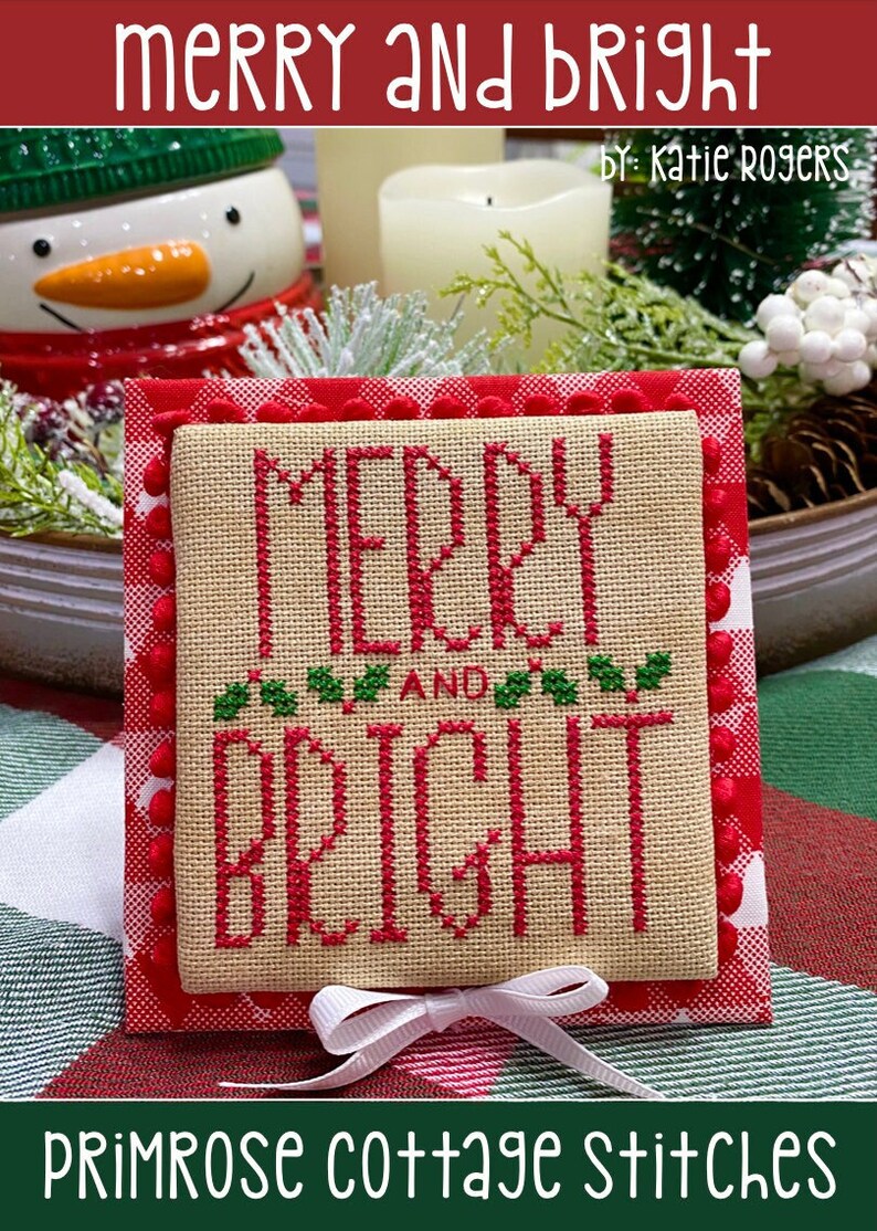 Primrose Cottage Stitches MERRY & BRIGHT Cross Stitch Pattern - Etsy