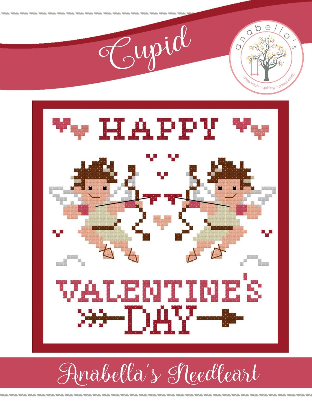 Pdf Anabella's Needleart CUPID Cross Stitch Pattern ~ Valentine's Cross ...