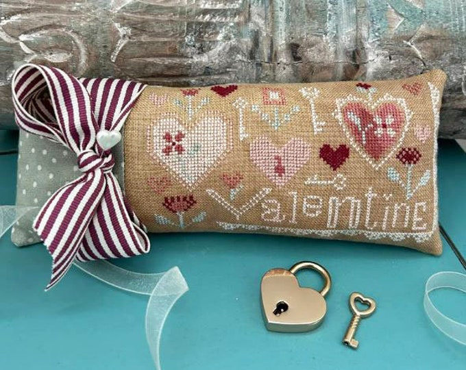 Emily Call Stitching Heart & Key Cross Stitch Pattern - Valentine Cross ...