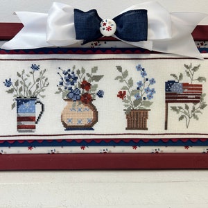 Anabella's Needleart Stitch Rows™ Patriotic Flowers Cross Stitch Pattern ~ Patriotic Cross ...