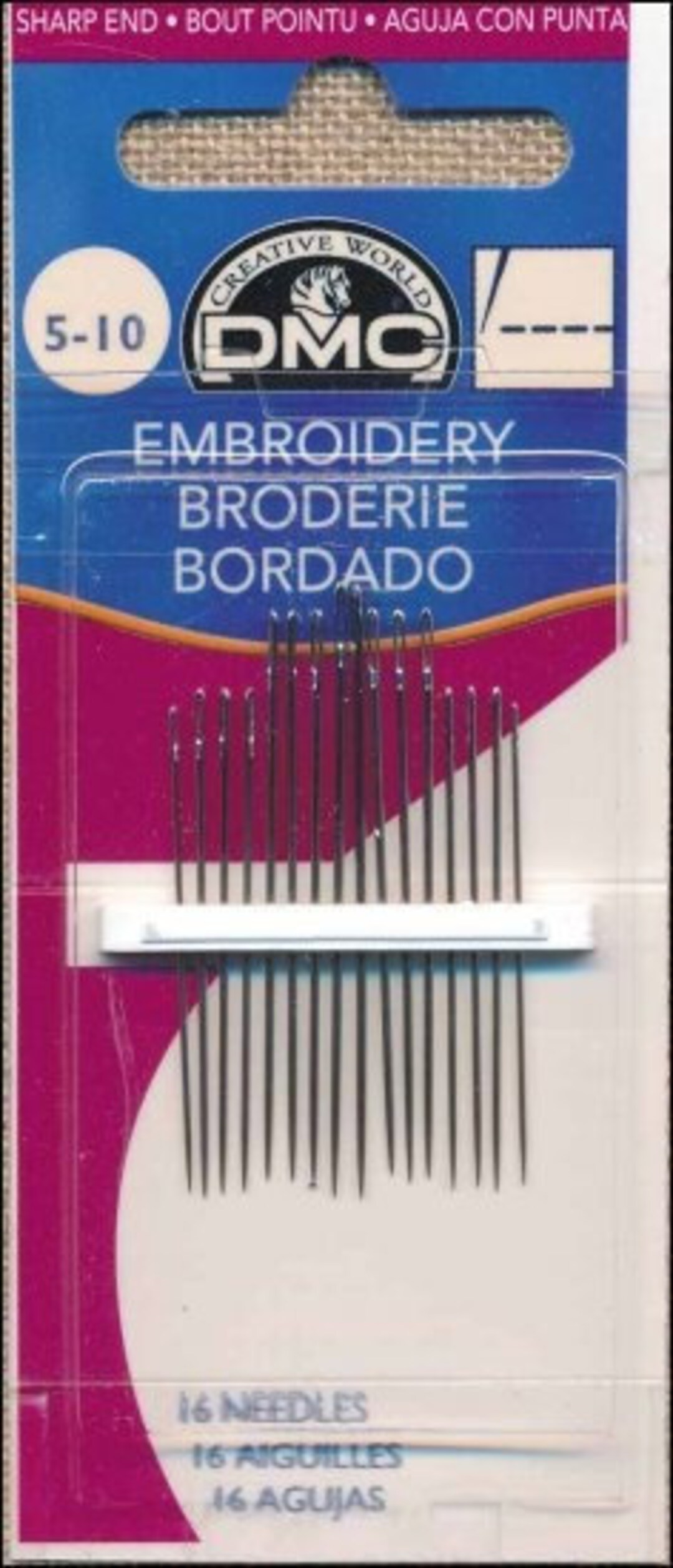 DMC Embroidery Needles. Sizes 5/10 Embroidery ~ Pack of 15 ~ Hand ...