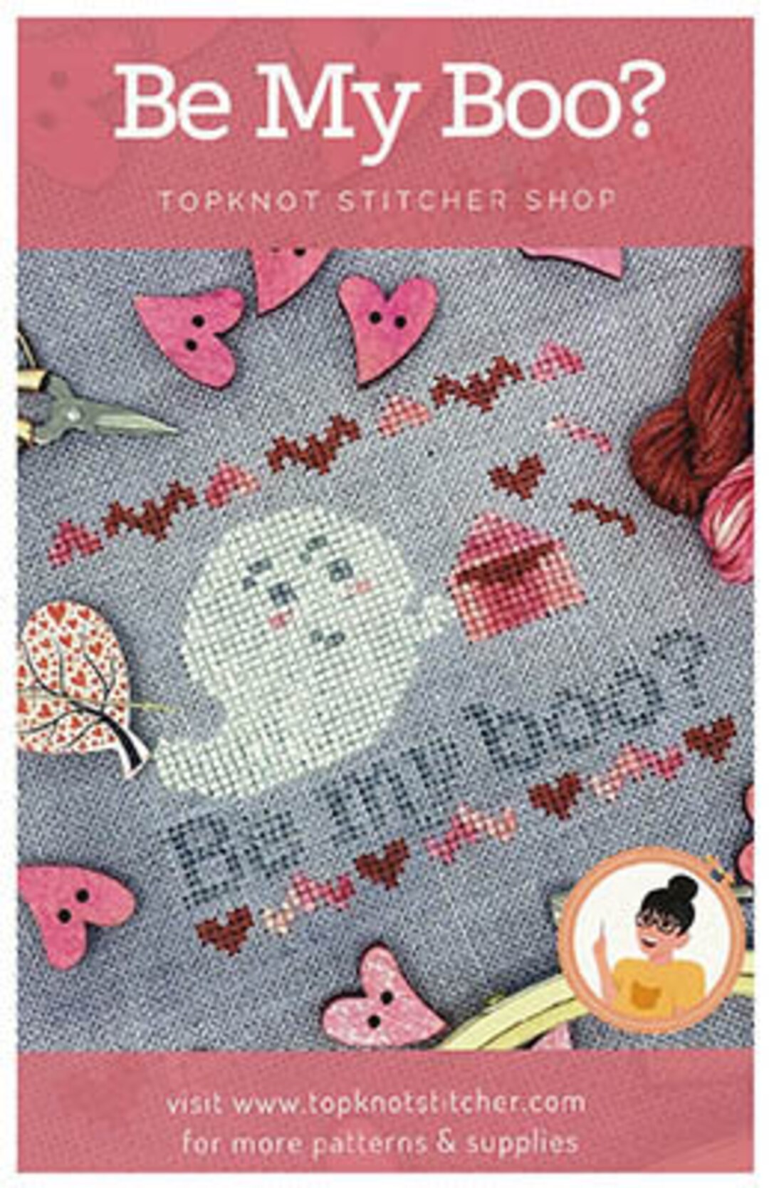 Top Knot Stitcher BE MY BOO Cross Stitch Pattern - Valentine's Day ...