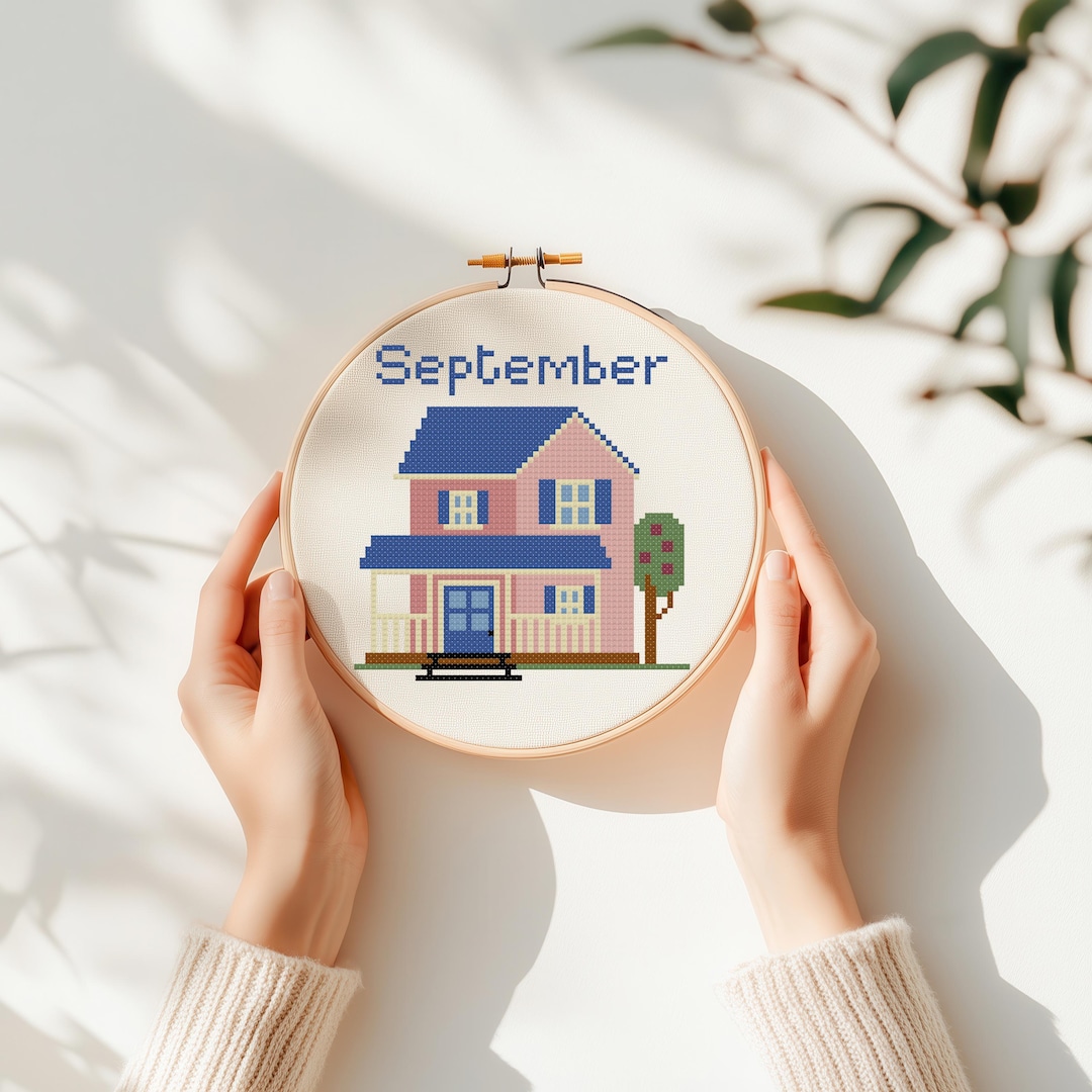 Tiny Monthly Markers September Cross Stitch Chart ~ Summer Cross Stitch ...