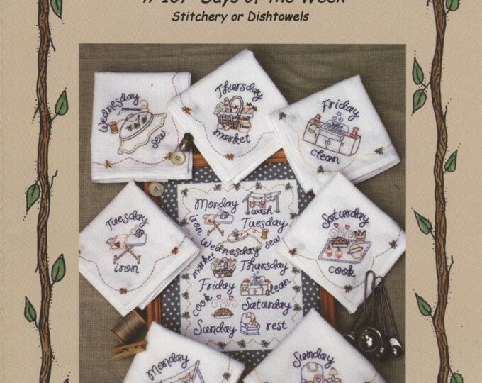 Bareroots Days of the Week Embroidery Pattern ~ Hand Embroidery Pattern ...