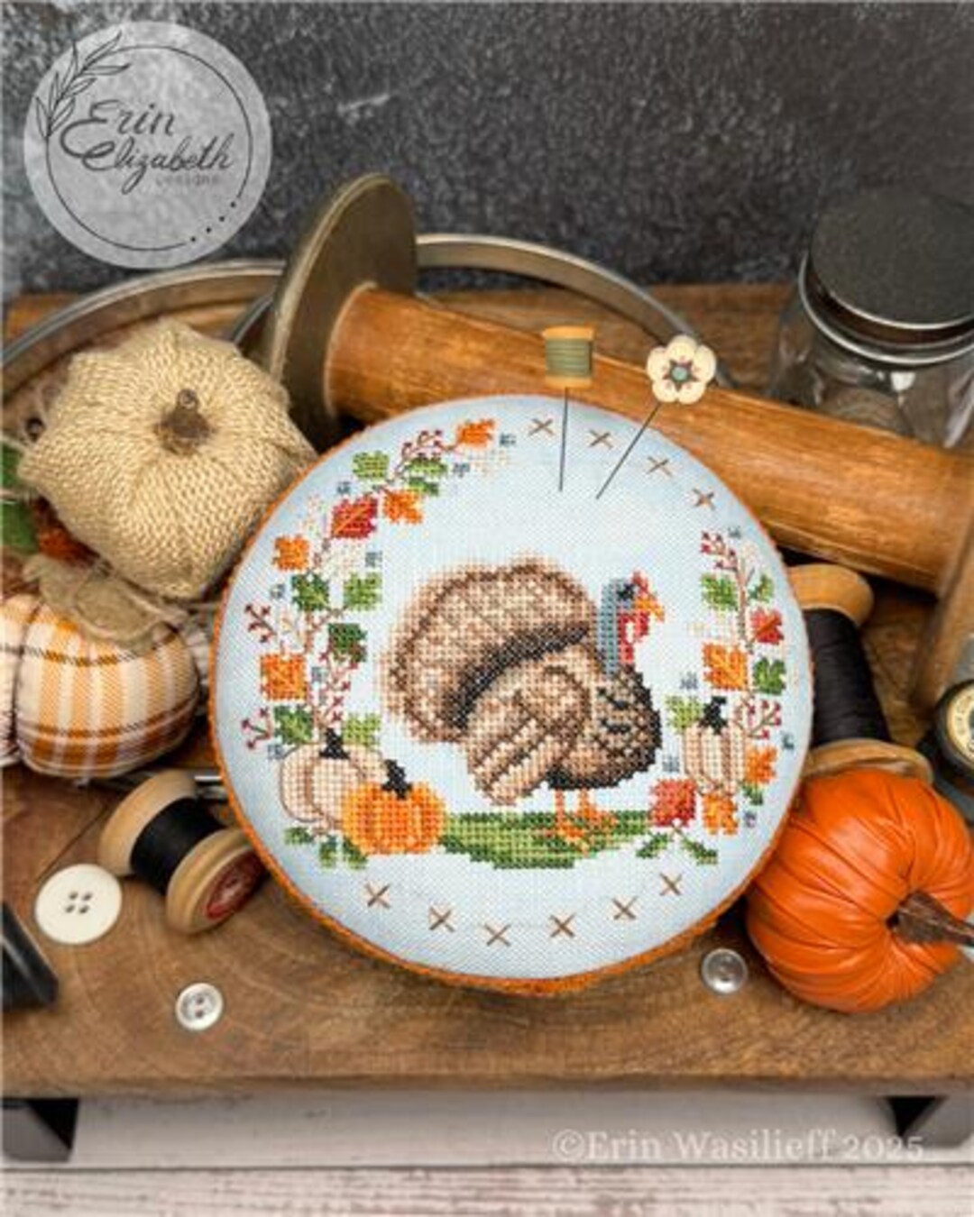 Turkey Cross Stitch ~ Autumn Turkey Cross Stitch Pattern ~ Thanksgiving ...
