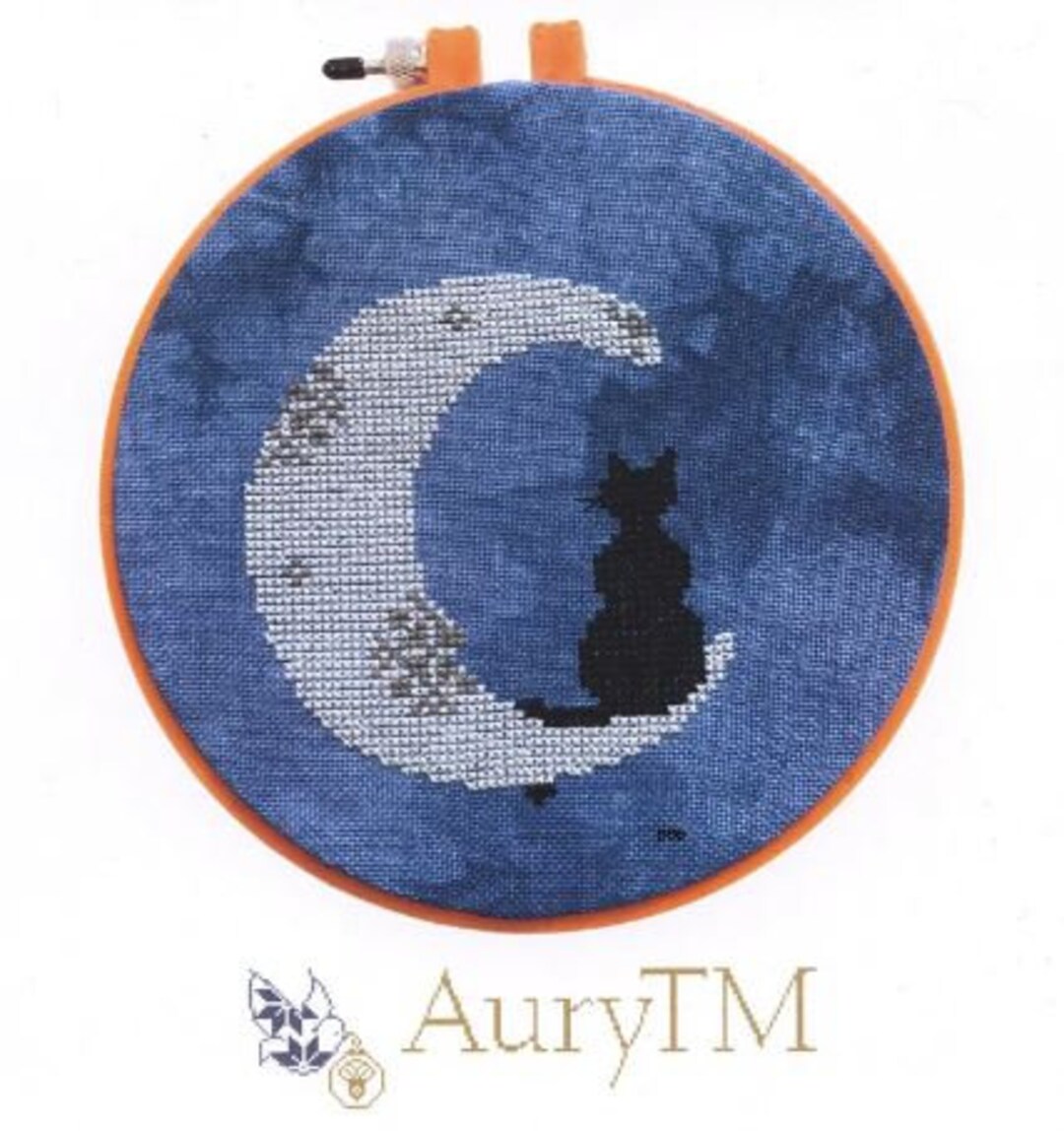 Aury™ 1 Cat and A Moon Cross Stitch Pattern New Cross Stitch - Etsy
