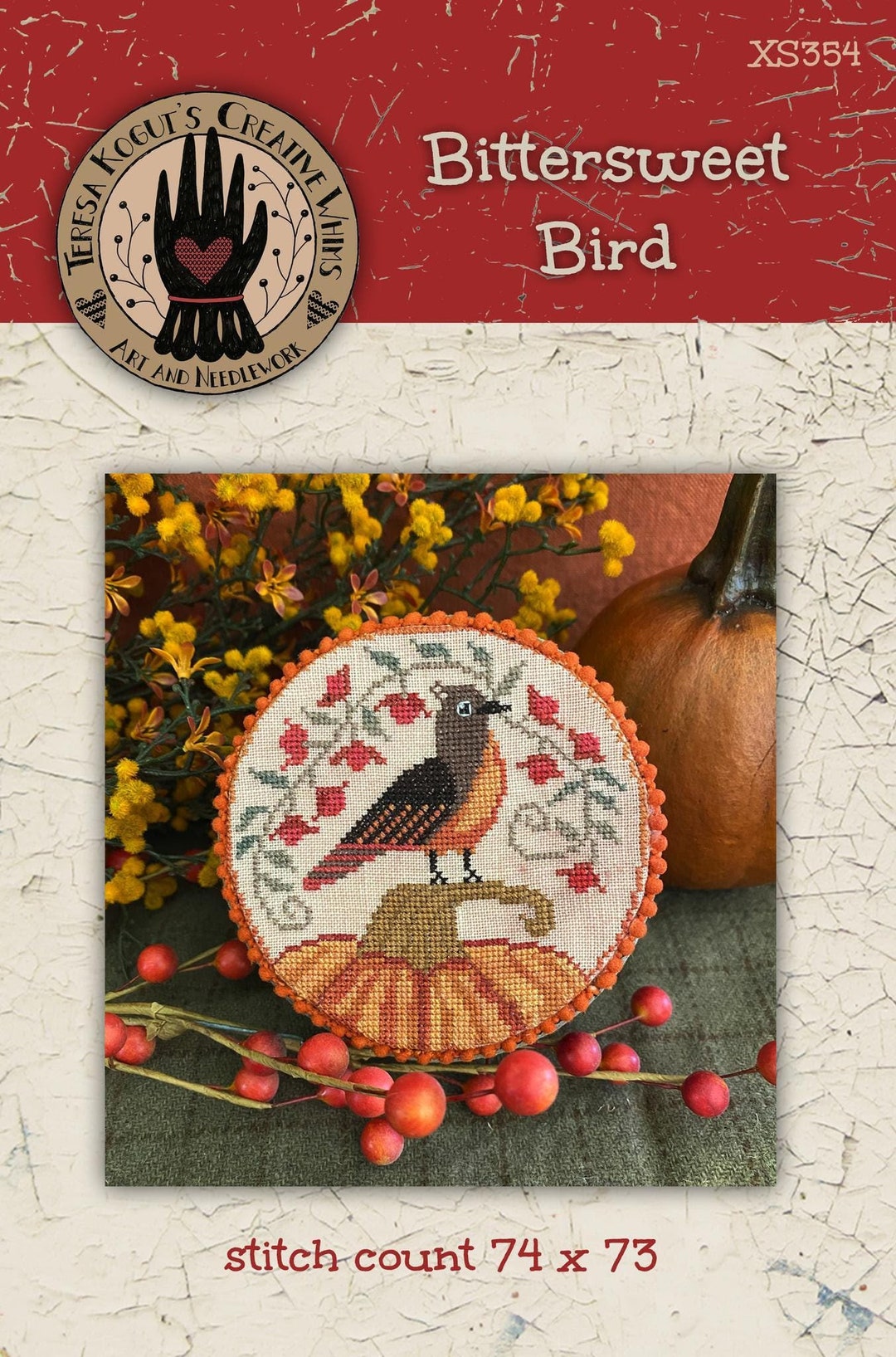 Teresa Kogut Bittersweet Bird Cross Stitch Pattern ~ New Fall Cross Stitch ~ Teresa Kogut Cross ...