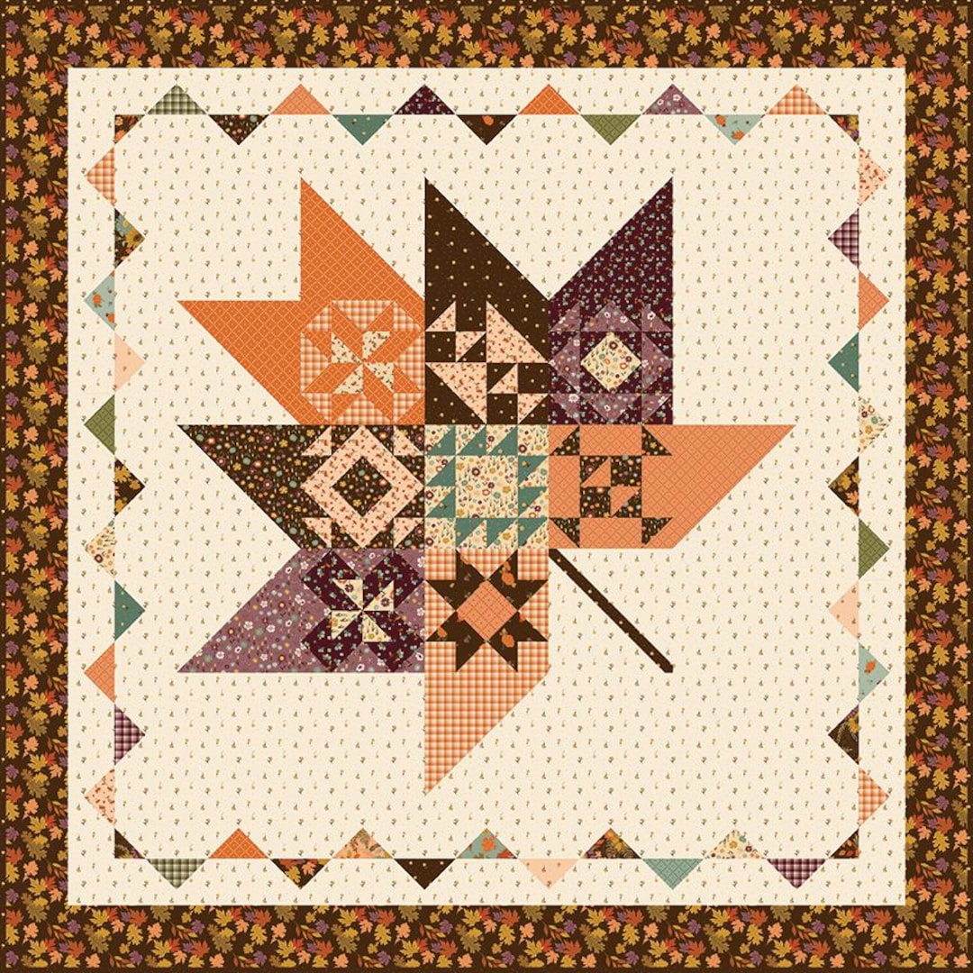 Awe of Autumn Pressed Leaves Quilt Kit ~ Sandy Gervais Fabric ~ Riley ...