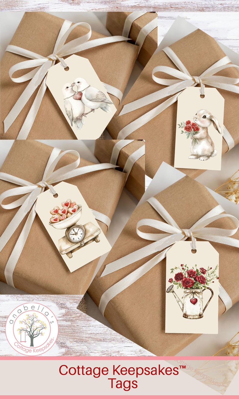 Cottage Keepsakes™ February Gift Tags | Set of 4 Printable Valentine ...